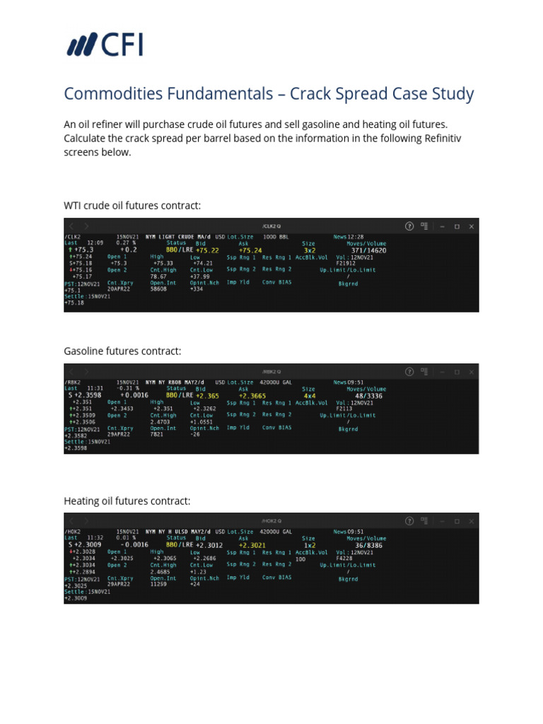 Commodities Fundamentals Case Study 3 - Crack Spread - Solution | PDF