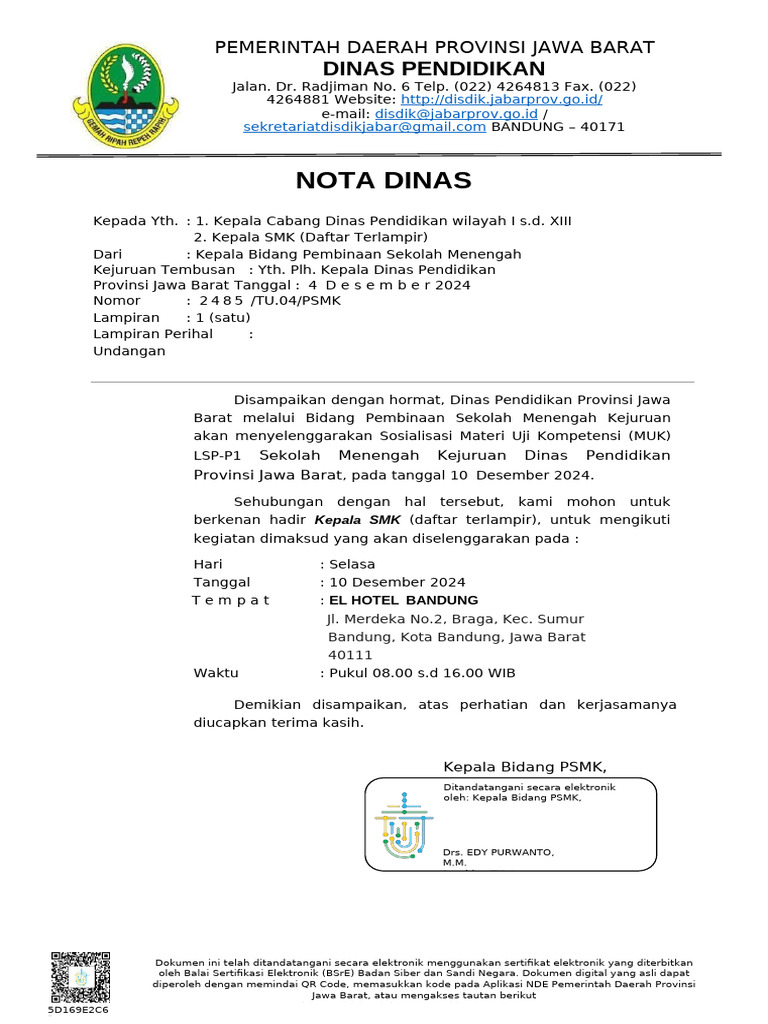 NOTA DINAS Undangan LSP | PDF