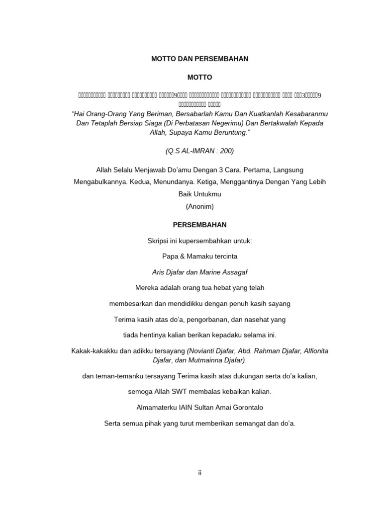 MOTTO DAN PERSEMBAHAN Gitaaaaaaa | PDF