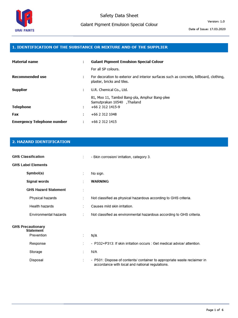 Gallant Paint MSDS | PDF | Toxicity | Materials