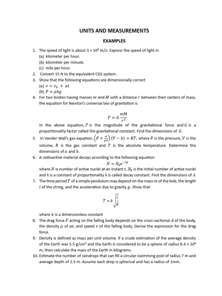 Units and Measurements in Physics | PDF | Force | Mass