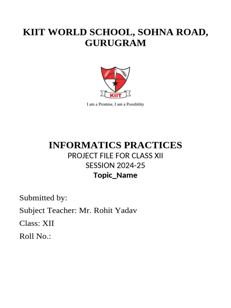 IP Project Cover Page | PDF