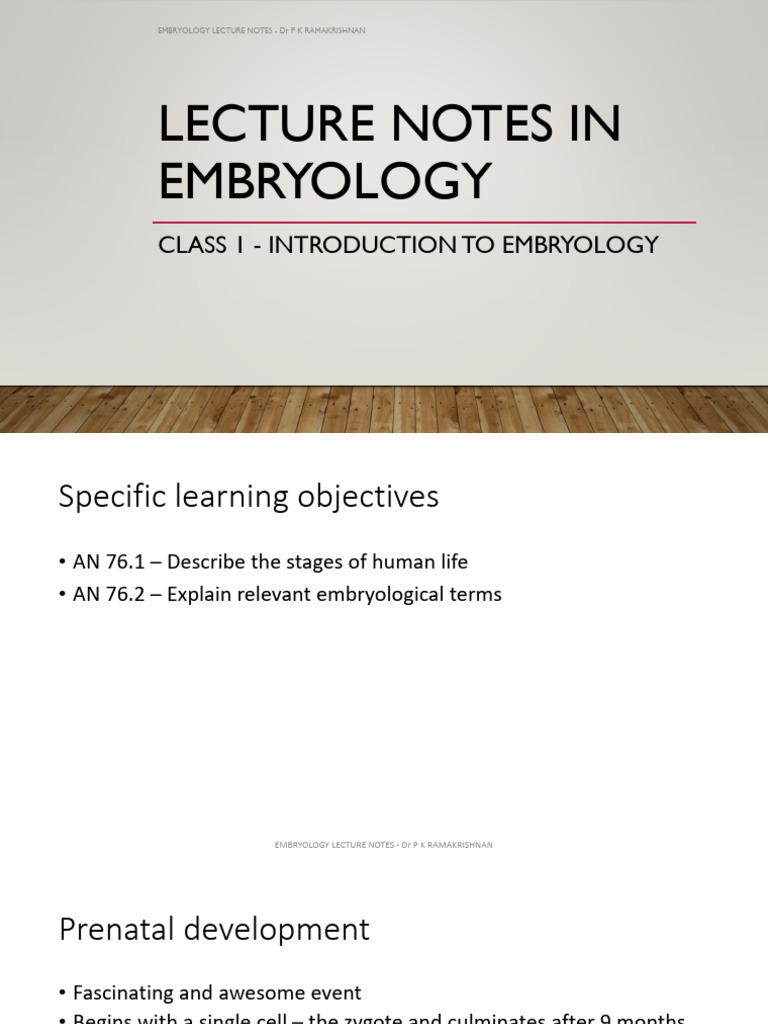 Lecture Notes in Embryology - Class 1 (Introduction) | PDF | Embryo ...