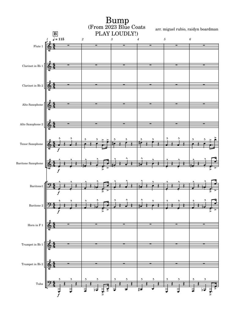 Bump Score and Parts | PDF | Music Production | Elementary Organology