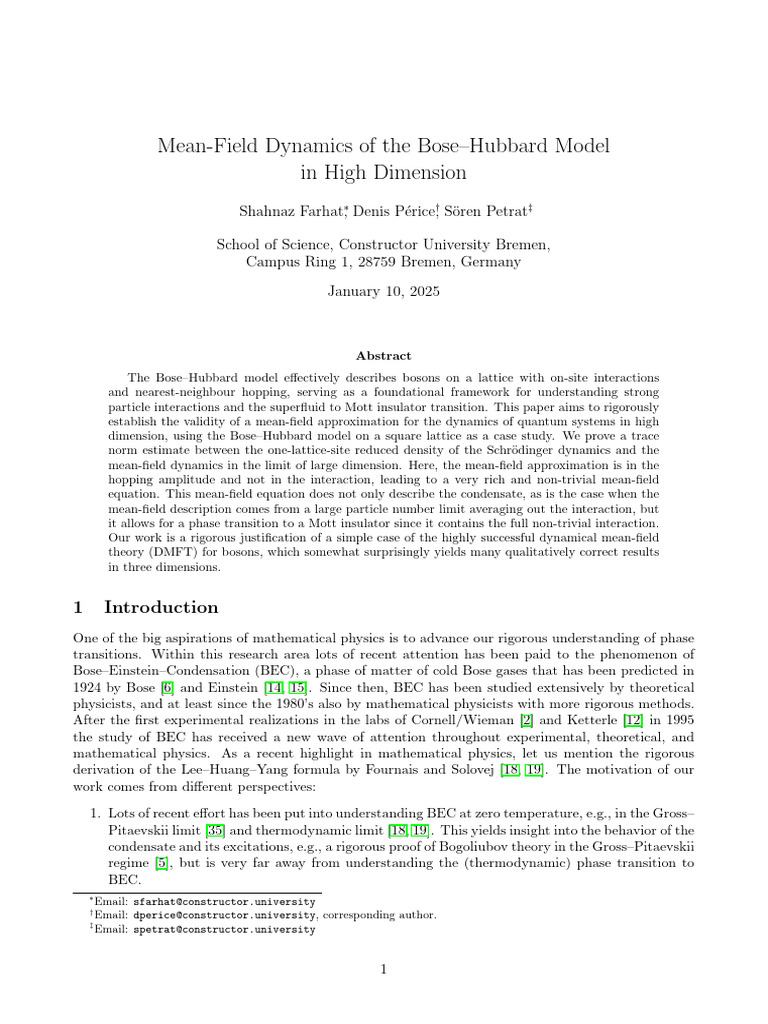 Mean-Field Dynamics | PDF | Boson | Physics