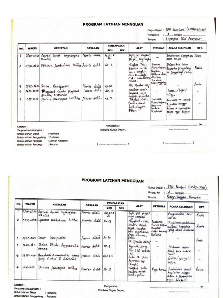Program Latihan Mingguan | PDF