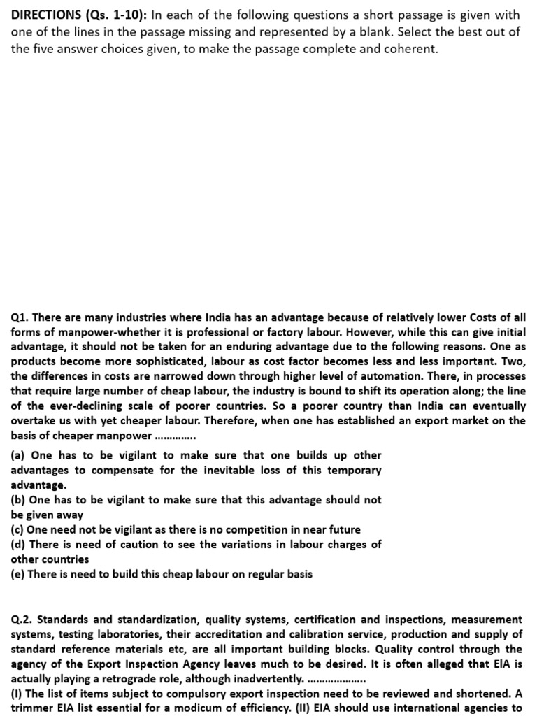 Para Filler (Q.No.-1-10 With Solution) - Part-1 | PDF | Budget | Taxes