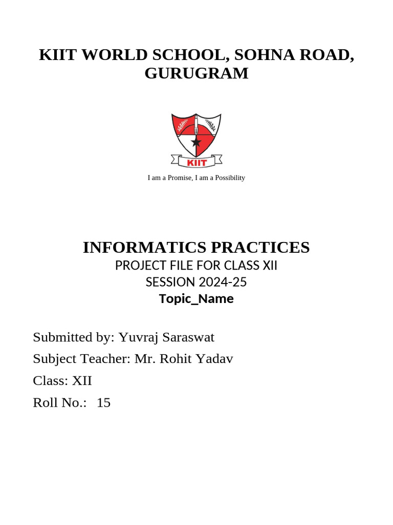 IP Project Cover Page | PDF