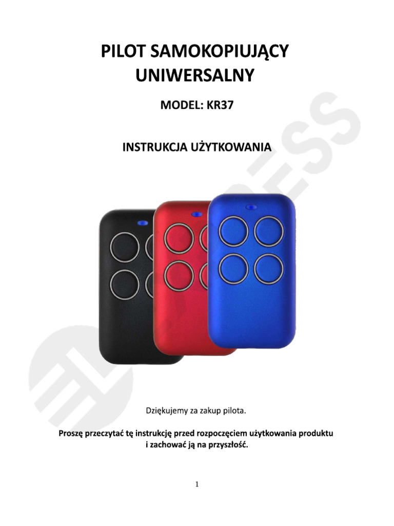 KR37 Instrukcja 002 | PDF