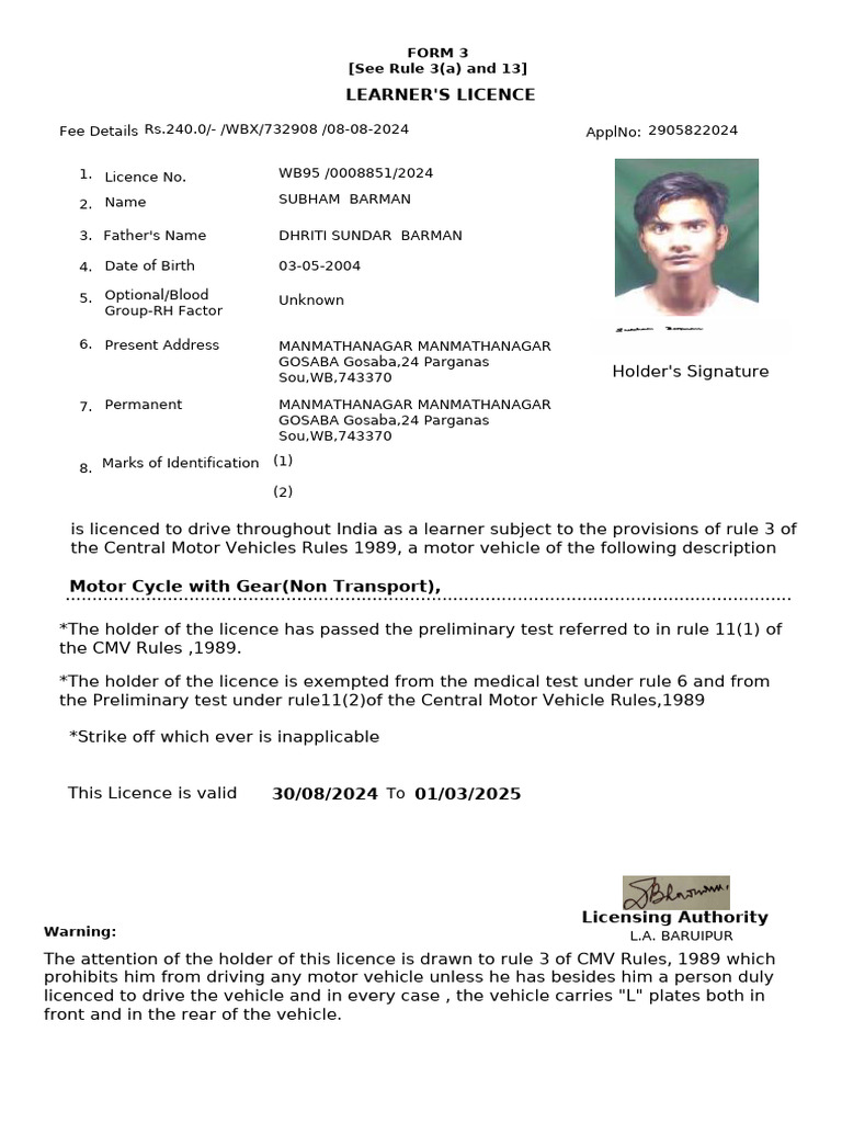 Driving Licence | PDF