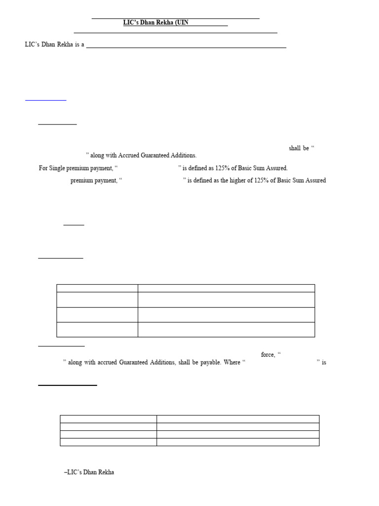 Sales-Brochure-LIC-s-Dhan-Rekha | PDF | Insurance | Life Insurance