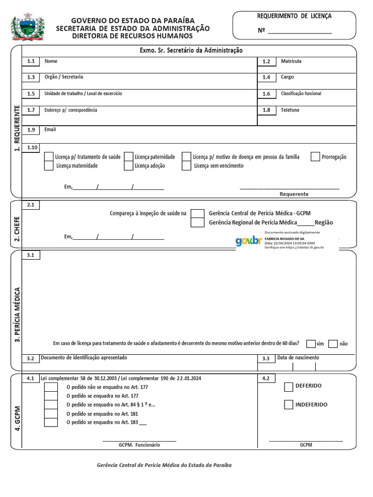 Novo Requerimento Do Ipep | PDF