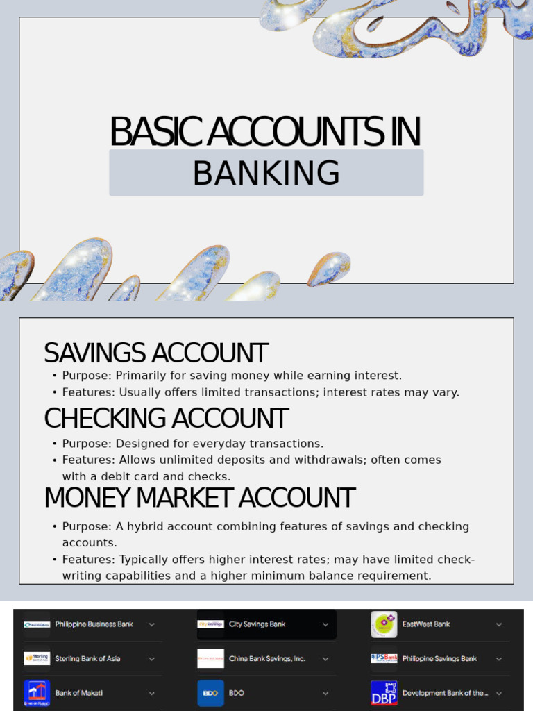 Different Banking Accounts | PDF | Banks | Transaction Account