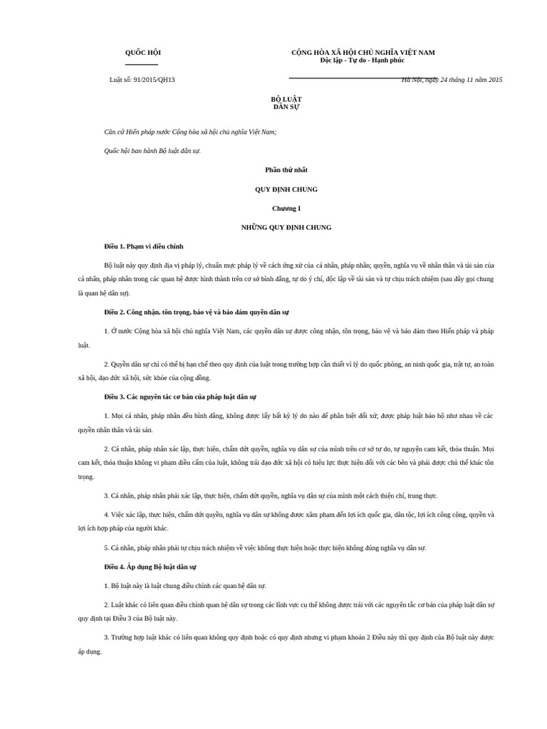 Bo Luat Dan Su 91.2015.QH13 | PDF