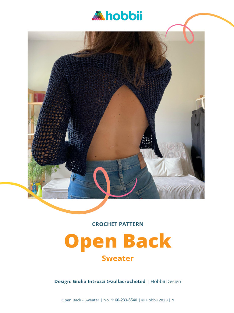 Hobbii Open-Back-Sweater-Us | PDF | Crochet | Figured Fabrics