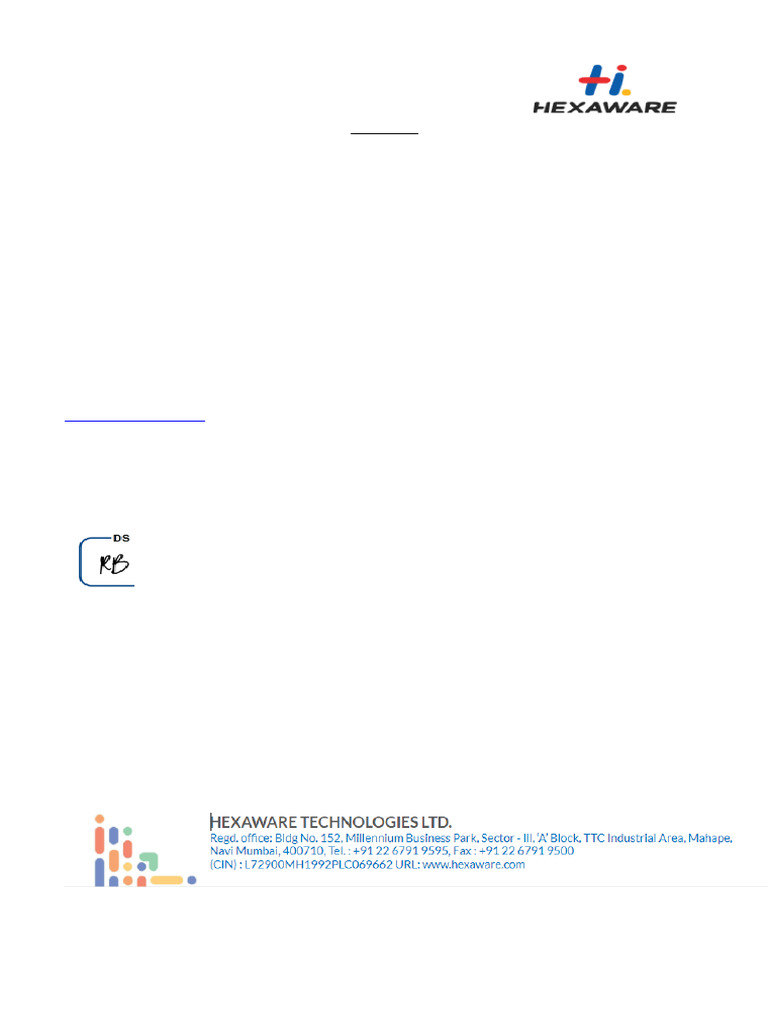 Letter of Intent January 24, 2024: Hexaware Technologies Limited | PDF
