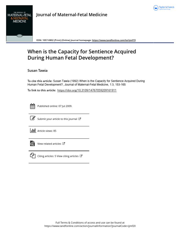 When Is The Capacity For Sentience Acquired During Human Fetal Development | PDF | Cerebral ...