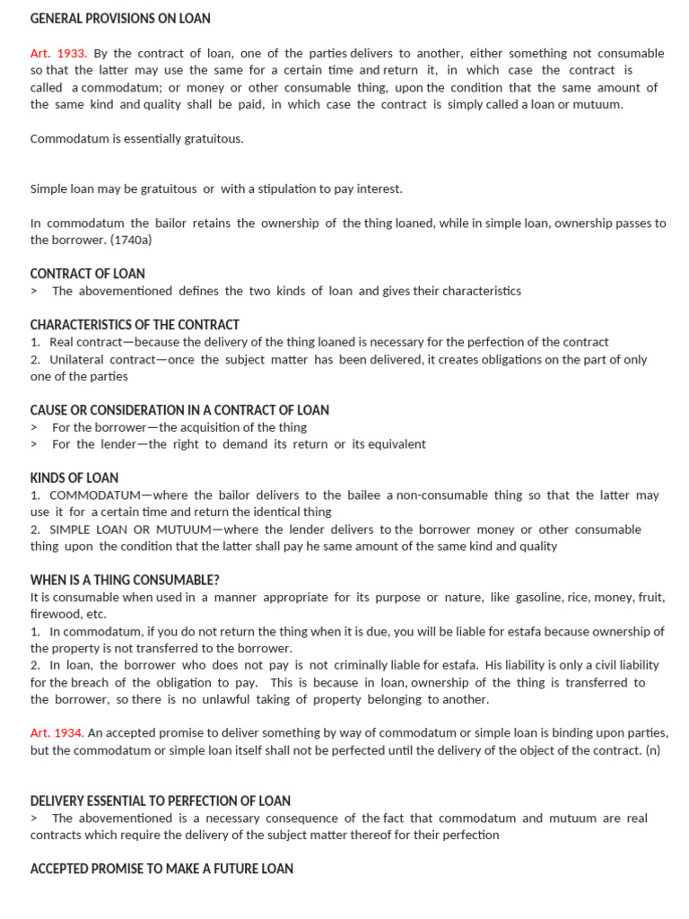 General Provisions On Loan | PDF | Loans | Interest