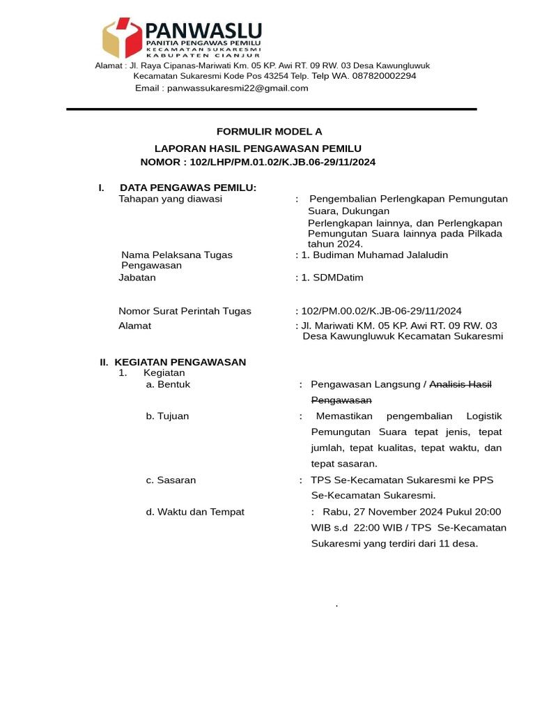 LHP LOGISTIK DARI TPS KE PPS | PDF