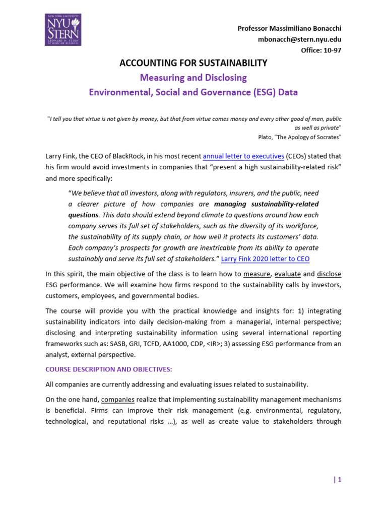 ESG Measurement and Disclosure Course | PDF | Sustainability | Corporations
