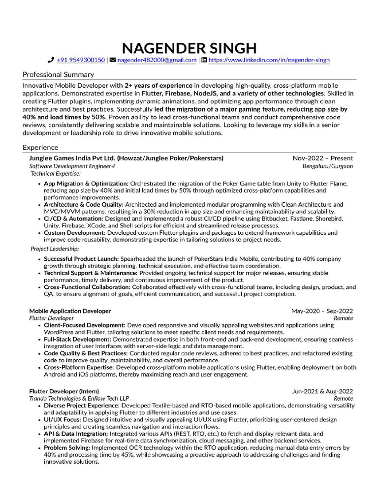 NSS Resume No Script | PDF