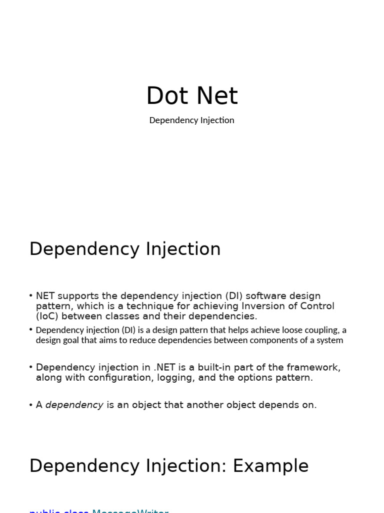 .Net Dependency Injection | PDF | Programming Paradigms | Computer ...