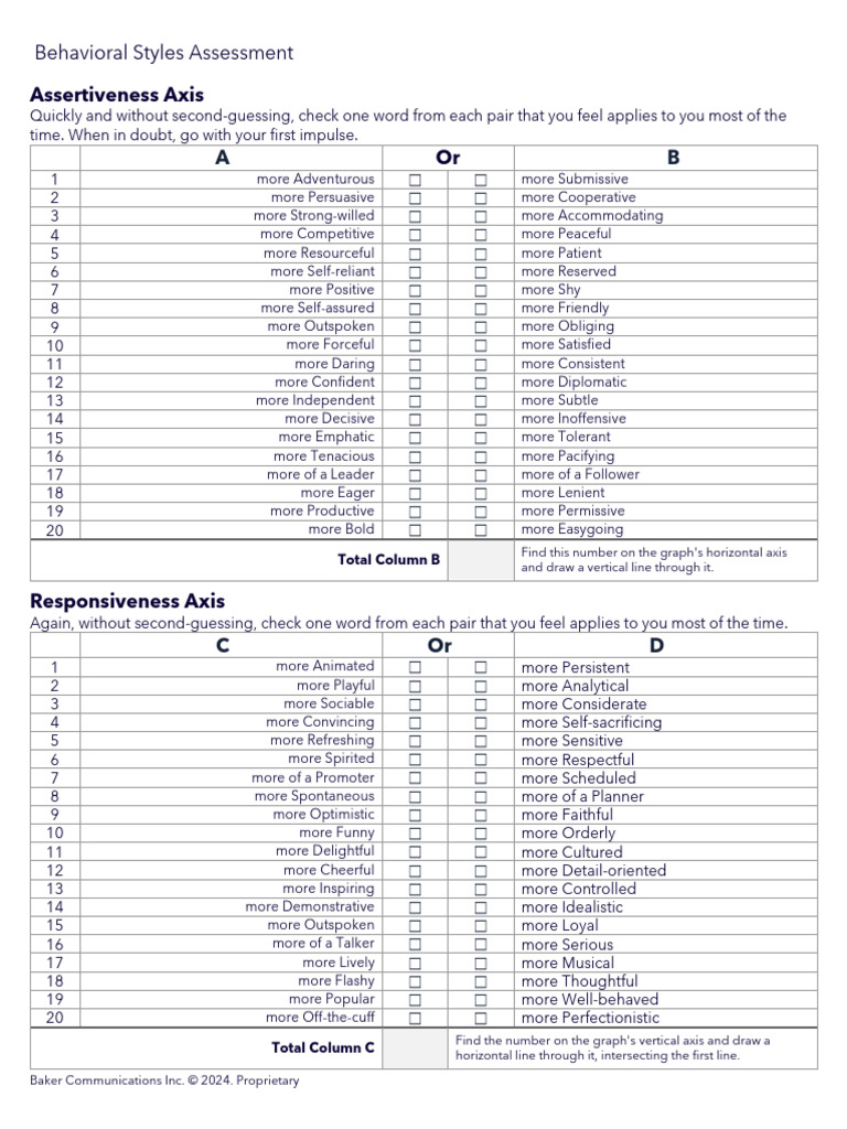 BCI - Behavior Styles Assessment - Form | PDF | Graph Theory | Mathematical Relations