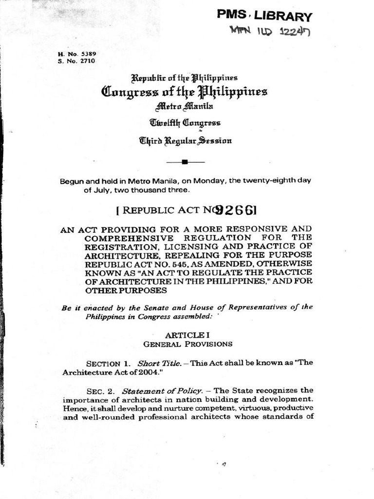 Architecture Act of 2004 | PDF