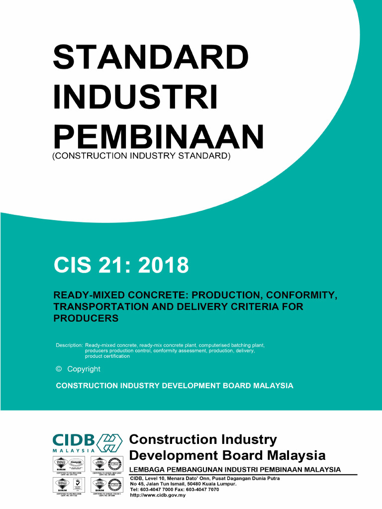 Ready Mix Concrete SOP CIDB 2018 | PDF | Concrete | Specification ...