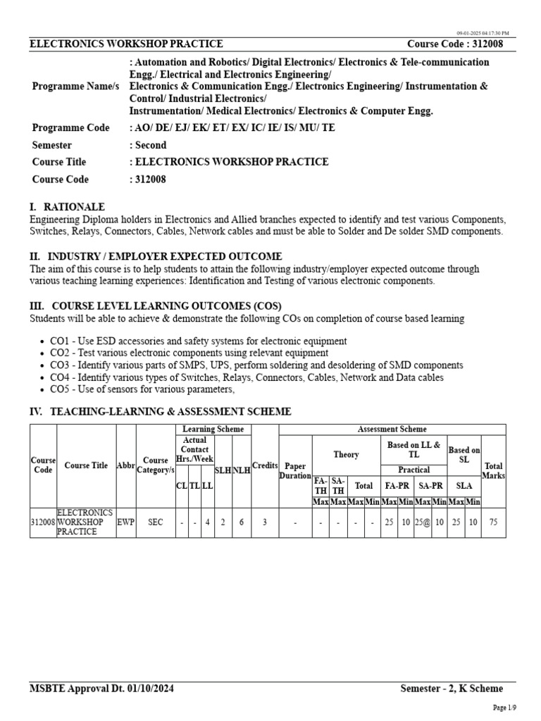 Electronics Workshop Practice 312008 | PDF | Power Supply | Printed ...