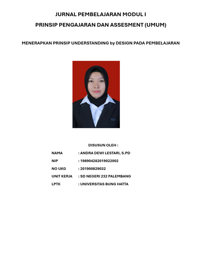 Jurnal Modul 1 Menerapkan Prinsip Understanding by Design Pada Pembelajaran | PDF