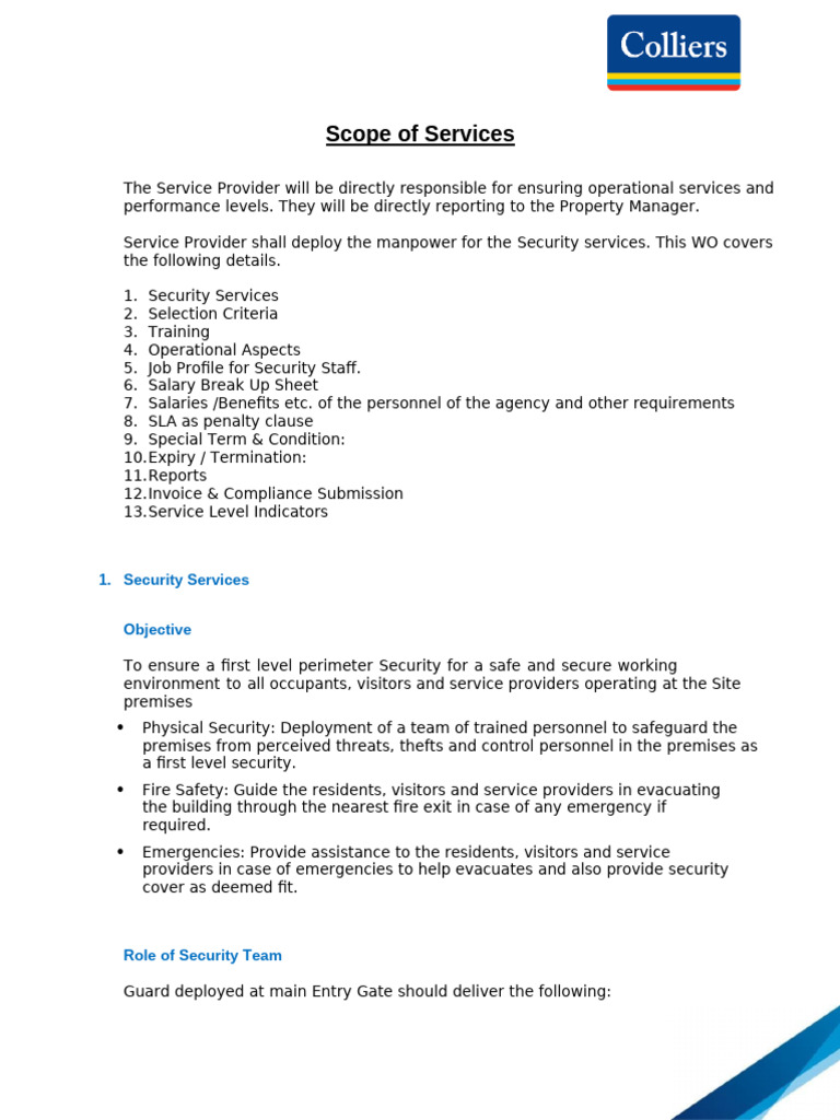 Security SLA SOW Conscient One Draft 1 | PDF | Employment | Outsourcing