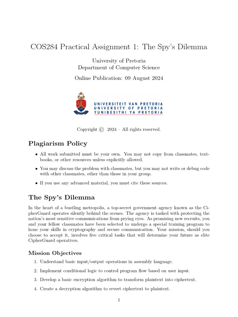 COS_284___Practical_Assignment_01_5aDRgf5 (1) | PDF | Encryption | Cryptography
