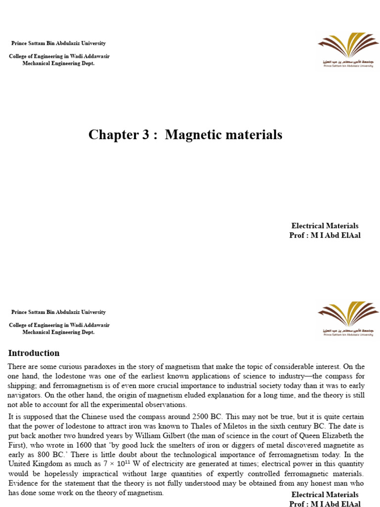 Chapter 3 Magnetic Materials | PDF | Magnetism | Magnetic Field