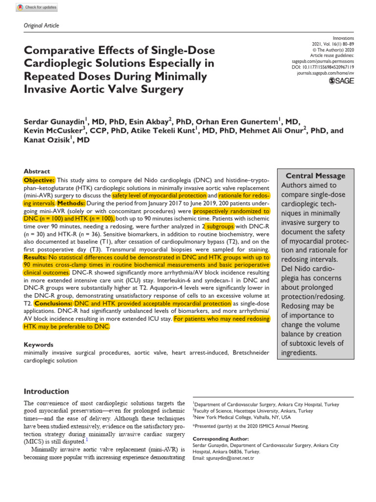 RCT Turkey Minimal AAV | PDF | Coronary Artery Bypass Surgery ...