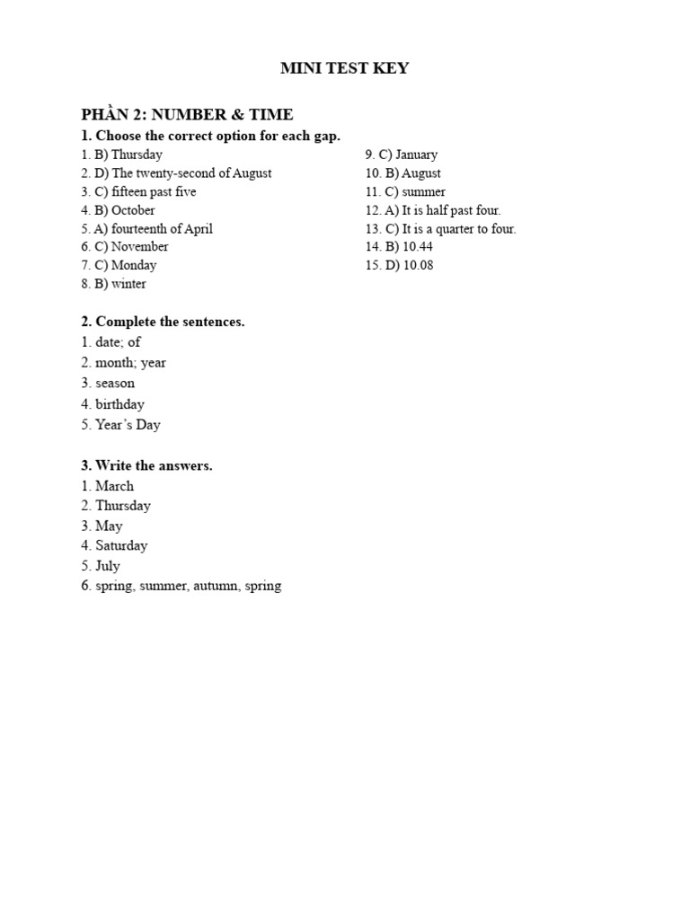 1.+MINI+TESTS_KEY | PDF