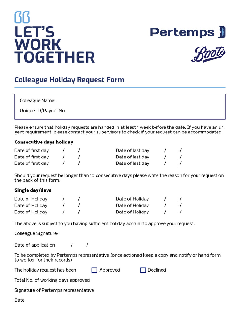 Colleague Holiday Request Form | PDF