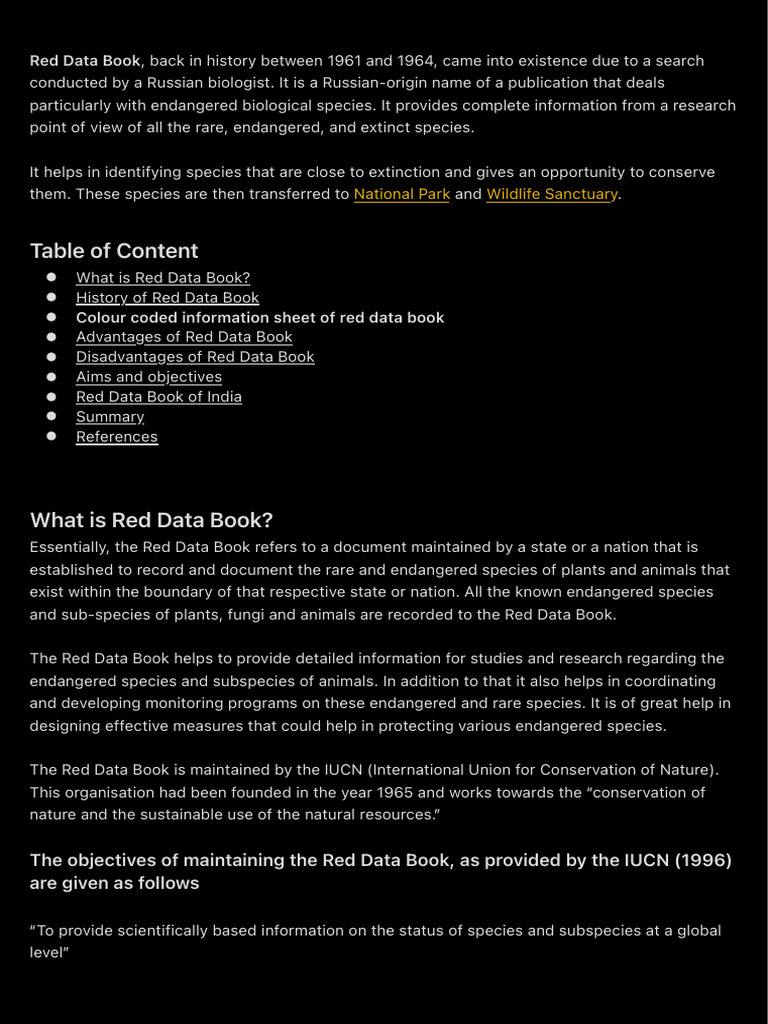 History of the Red Data Book | PDF | Endangered Species | Conservation ...