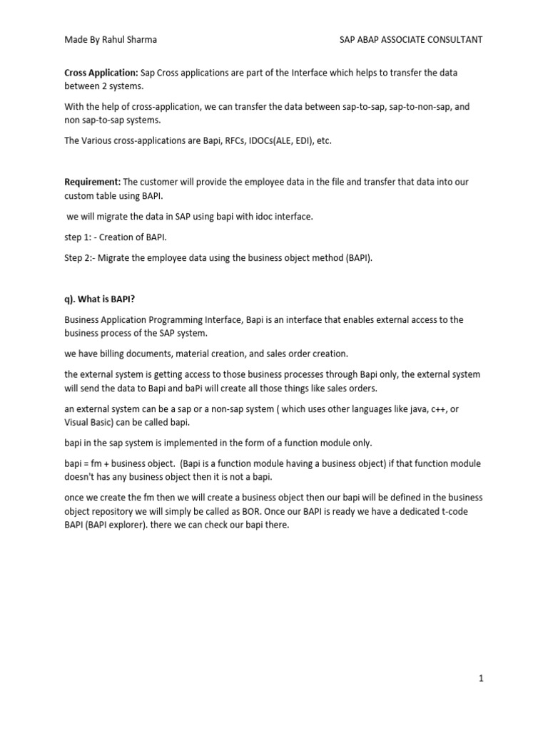 How To Create a Custom Bapi | PDF | Object (Computer Science) | Systems ... How To Create a Custom Bapi | PDF | Object (Computer Science) | Systems ...