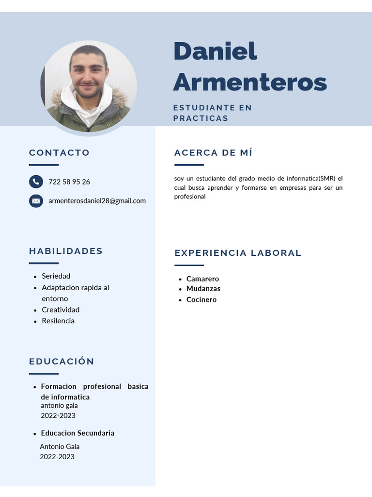 Currículum Vitae CV de Mujer Minimalista Azul | PDF