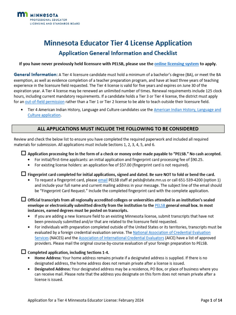 Tier 4 MN Educator License Application Guide | PDF | Restraining Order
