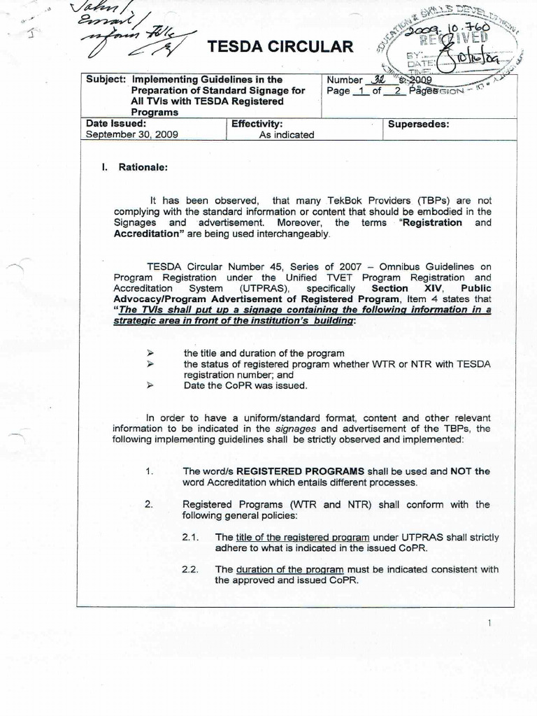 Circular - Standard Signage UTPRAS 3 | PDF