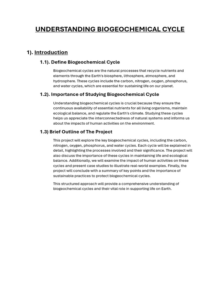 Understanding Biogeochemical Cycle | PDF | Climate Change | Water Cycle
