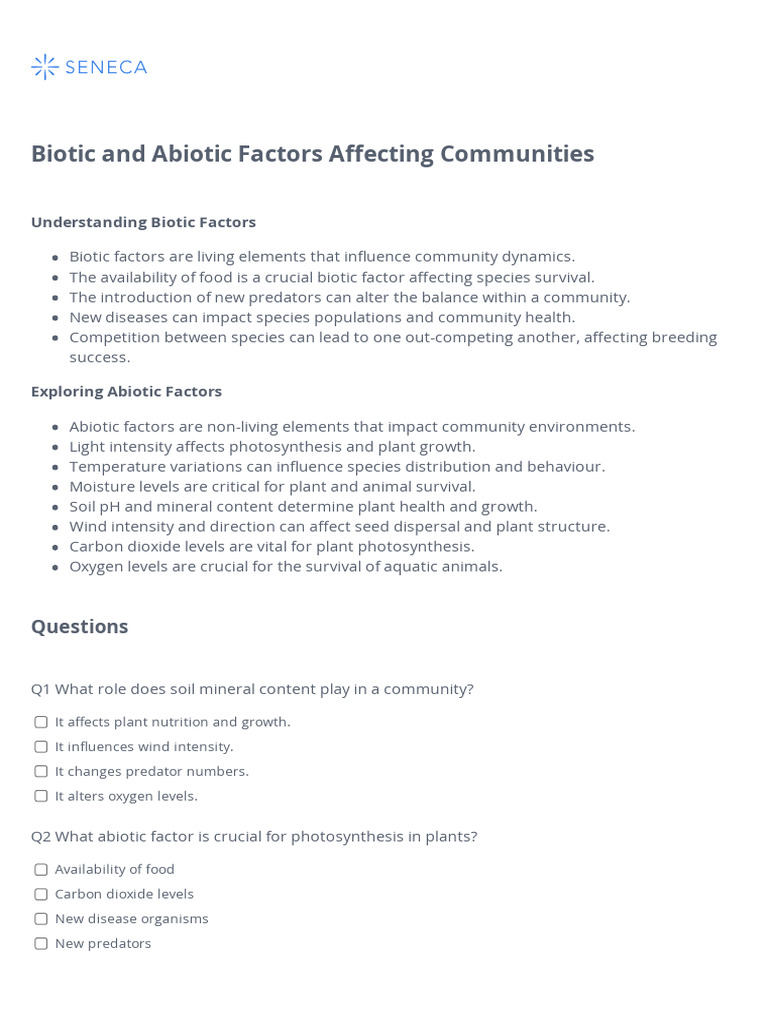 Biotic and Abiotic Factors Affecting Communities | PDF | Ecosystem | Soil