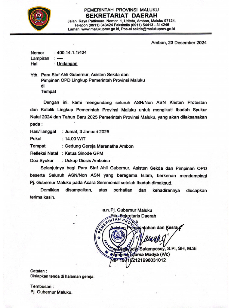 Natal Pemda Provinsi Maluku. | PDF