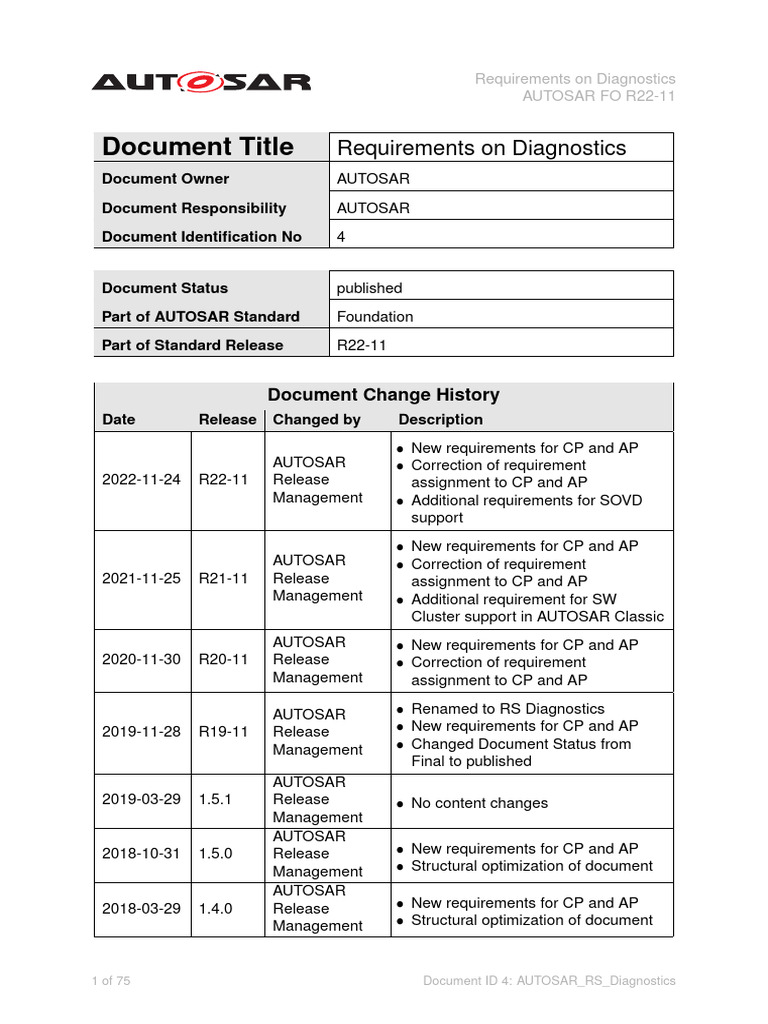 AUTOSAR_RS_Diagnostics | PDF | Information Technology | Computer Architecture