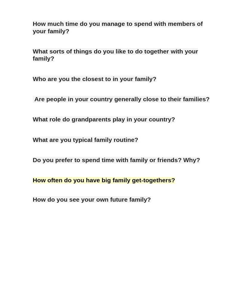 Family Speaking | PDF