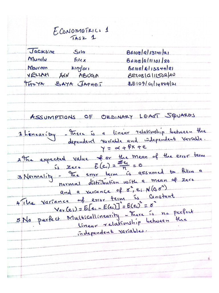 Econometrics 1 Task 1 | PDF