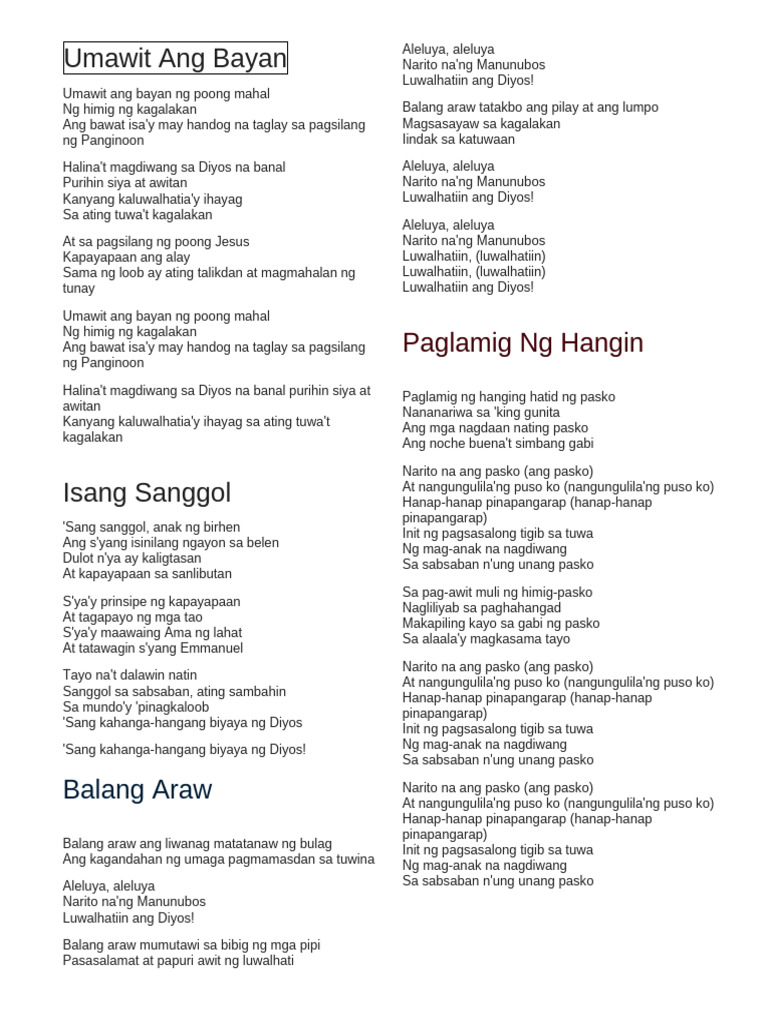 Mga Awitin Sa Pasko | PDF