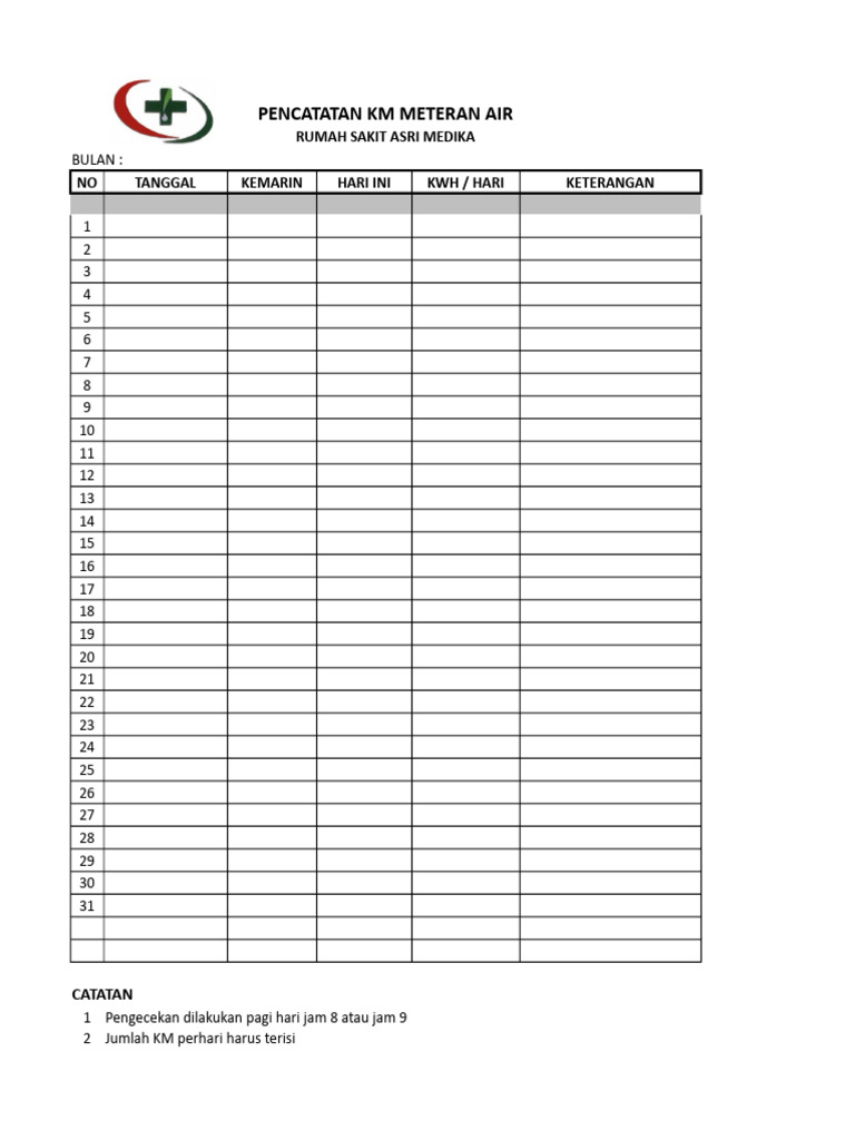 Form Pencatatan Meteran Air PDF Free | PDF